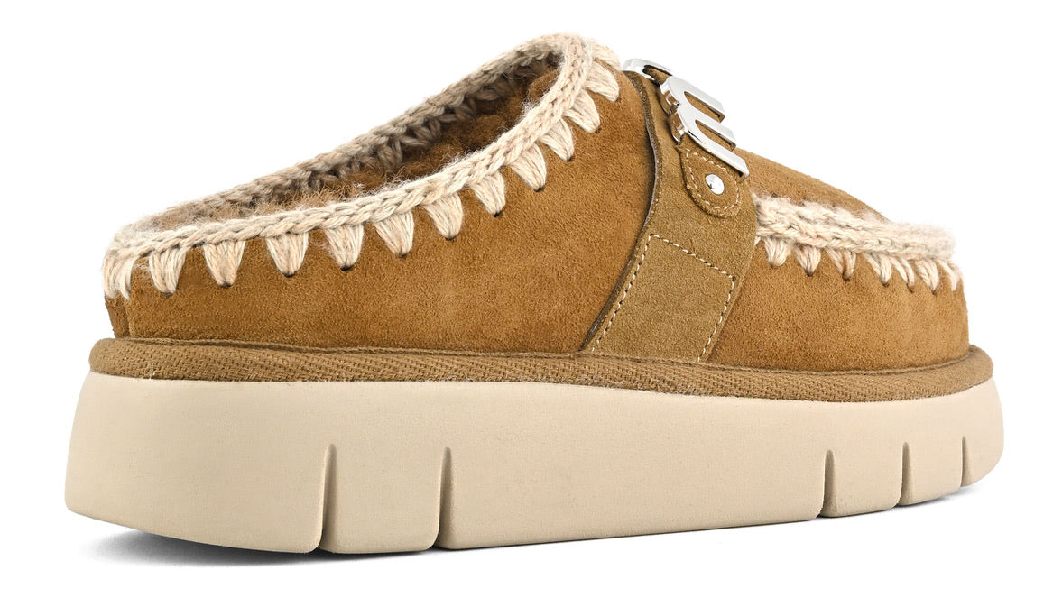 Mou Boots Bounce Clog Metal Logo - Cognac | Spiders Whitby
